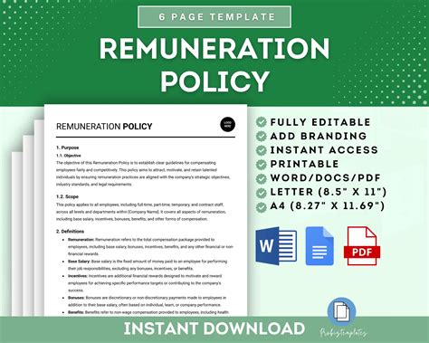 Remuneration Policy Template Probiztemplates