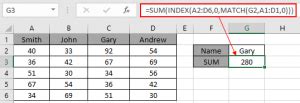 Lookup SUM Values With INDEX And MATCH Function In Excel