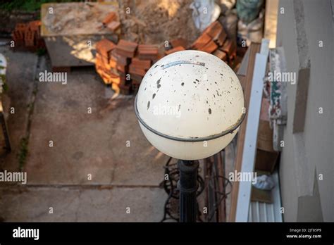Lighting Globe Smeared With Cement Drips Lighting Object Interior
