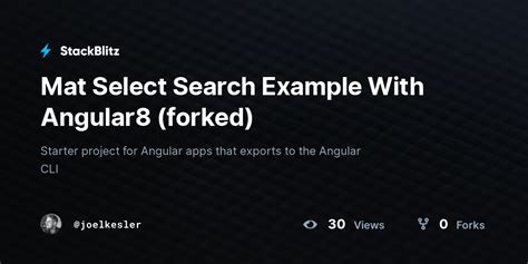 Mat Select Search Example With Angular8 Forked StackBlitz