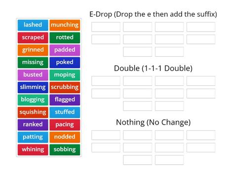 Maddy Adding Suffixes E Drop Double Or Nothing Group Sort