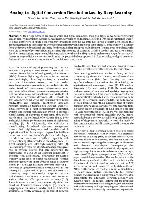 Pdf Analog To Digital Conversion Revolutionized By Deep Learning