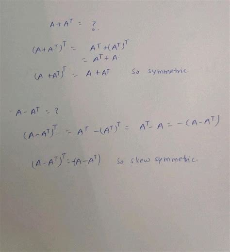 example 9 prove that a is a square matrix then a { t } is