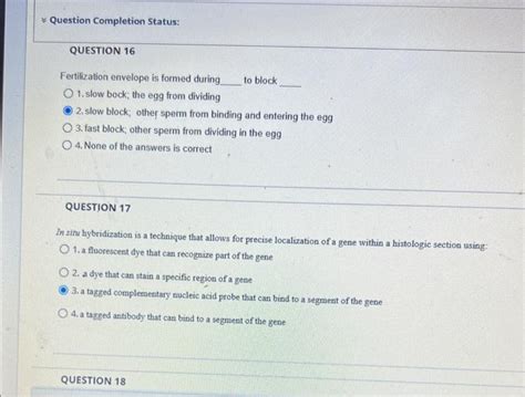 Solved Fertilization Envelope Is Formed During To Block 1