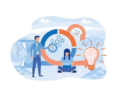 Premium Vector Scrum Framework Concept Man And Woman With Laptop Near