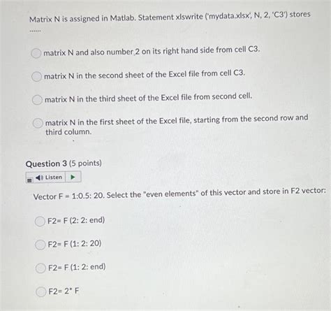Solved Matrix N Is Assigned In Matlab Statement Xlswrite Chegg