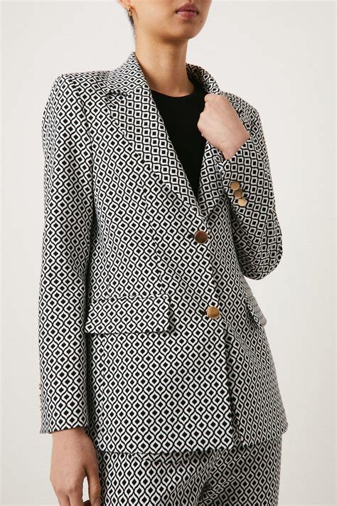 Jackets And Coats Geo Jacquard Blazer Oasis