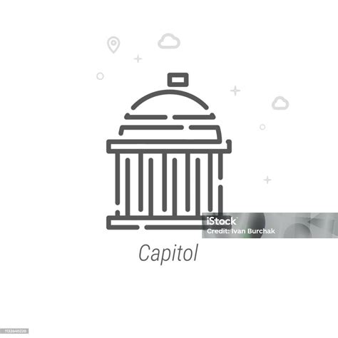 미국 국회 의사당 벡터 라인 아이콘 기호 그림 기호입니다 빛 추상적인 기하학적 배경입니다 편집 가능한 스트로크 Congress에