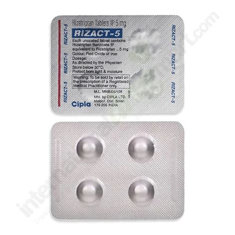 Buy Rizatriptan 5mg Tablets Online Idm