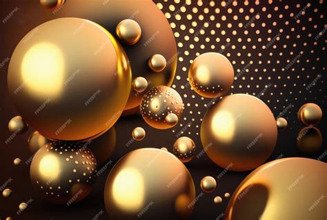 Premium Ai Image Golden Glossy 3d Spheres Abstract Background