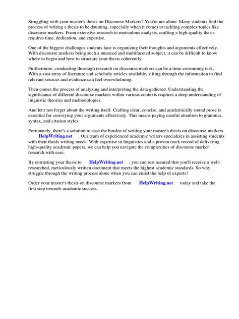 Discourse Markers Master Thesis Pdf Expert Linguistics
