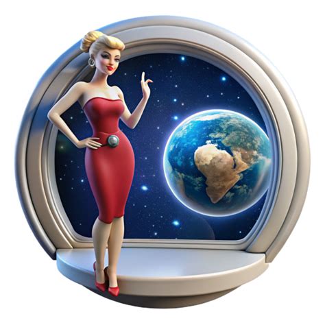 Retro Space Age Woman Earth 56551147 Png