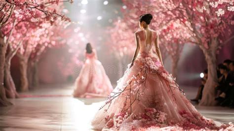 Elegant Fashion Show Under Cherry Blossoms Stock Image Image Of Exclusive Audience 312176275