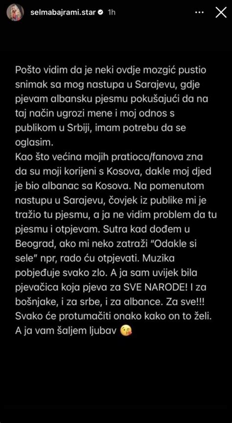 Ponovo se oglasila Selma Bajrami, nastavlja da se pere! Pevačica se nada da će je posle ...