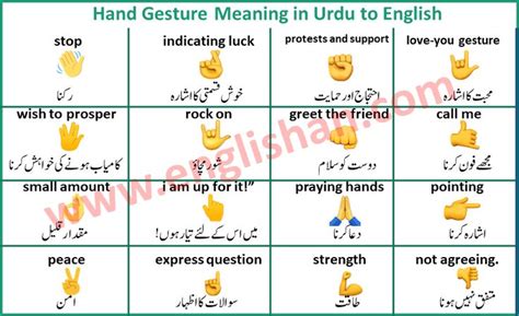50 Hand Gesture Meaning With Picture In English To Urdu Hand Emoji
