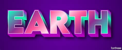 earth purple green and pink 3d text effect generator