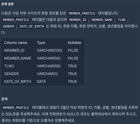 프로그래머스 Sql 고득점 Kit Select 3월에 태어난 여성 회원 목록 출력하기