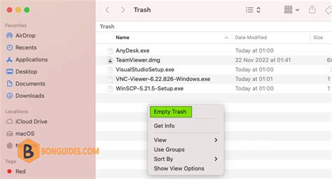 how to empty the trash on macos