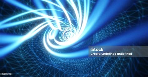 어두운 배경에 밝고 반짝이는 네온 디지털 마법 에너지를 빛나는 입자 선의 그리드에서 추상적인 파란색 미래 터널 추상적 인 배경 0명에 대한 스톡 벡터 아트 및 기타 이미지