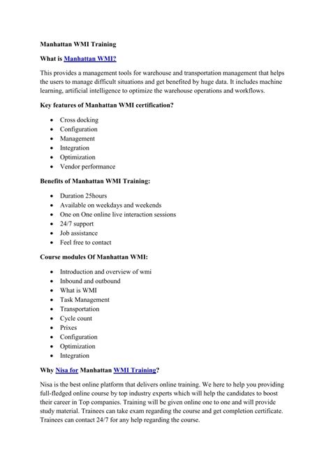 Manhattan Wmi Training
