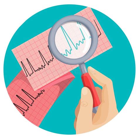 Look At Atrial Fibrillation Through Magnifying Glass Held By Hand Stock Vector Illustration Of
