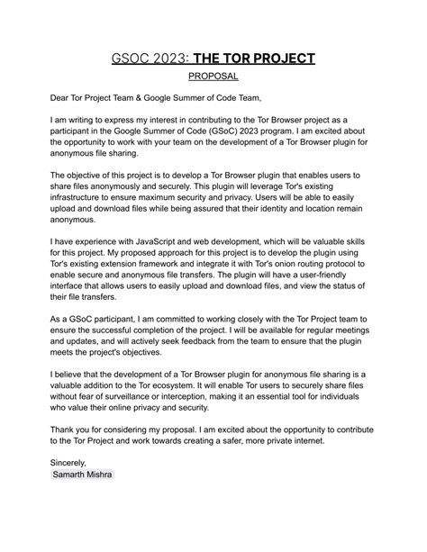 Pdf Gsoc The Tor Project Proposal Dear Tor Project Team Google