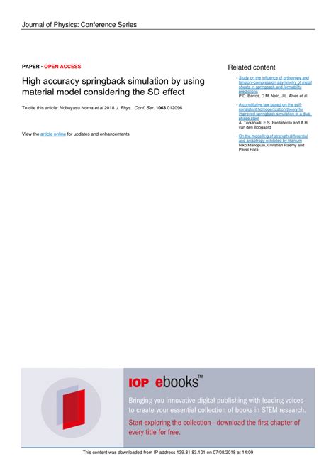 Pdf High Accuracy Springback Simulation By Using Material Model