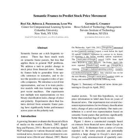 Semantic Frames To Predict Stock Price Movement Acl Anthology