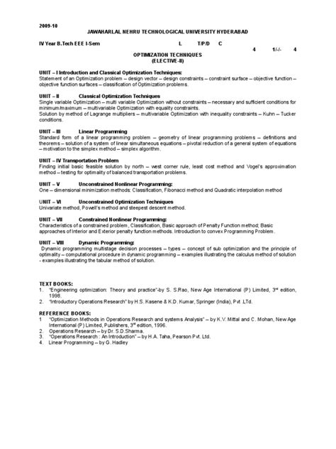 Optimization Techniques Syllabus Pdf Nonlinear Programming