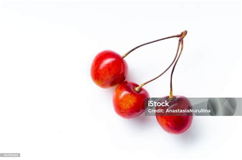 흰색 배경에 고립 된 신선한 잘 익은 빨간 체리의 Bucnhes의 상단보기 이미지 0명에 대한 스톡 사진 및 기타 이미지 0