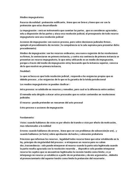 Medios Impugnatorios Pdf Sentencia Ley Apelación