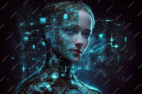 Premium Ai Image Android In Matrix Space Artificial Intelligence In A Female Form Generative Ai