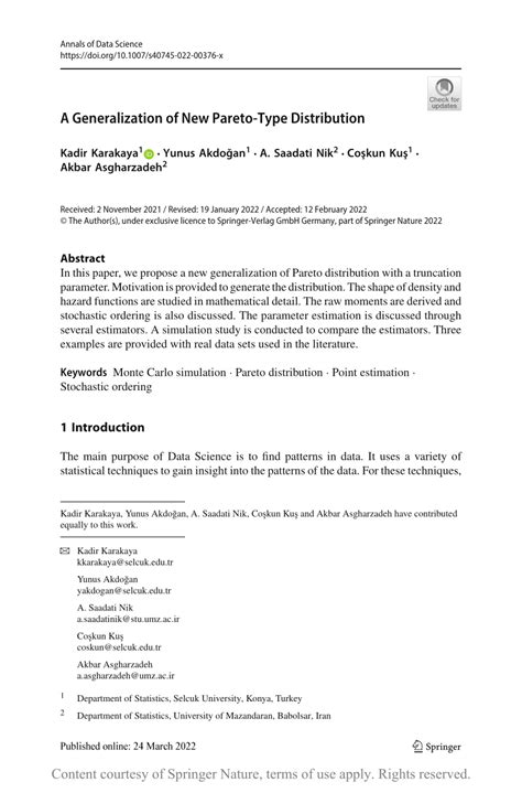 A Generalization Of New Pareto Type Distribution Request Pdf