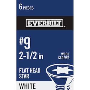 Everbilt 9 X 2 1 2 In Star Flat Head White Wood Screw 6 Pack 822741