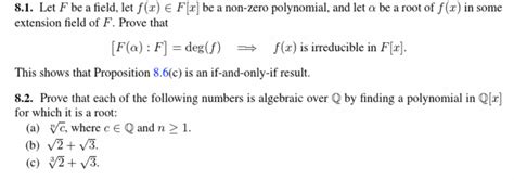Solved 81 Let F Be A Field Let Fx∈f X Be A Non Zero