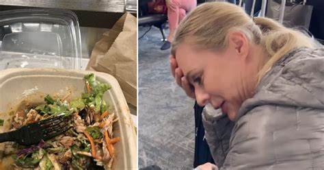 Woman Finds A Giant Grasshopper In Her Salad While Waiting For A Flight