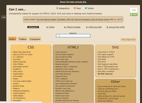 HTML5 CSS3 SVG Compatibility Tables