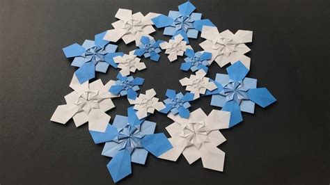 折り紙 雪の結晶リース 折り方 Origami Snowflake wreath tutorialNiceNo1 クリスマス