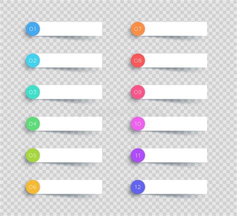 Number Bullet Point Colorful Gradient With Text Box Vector Element