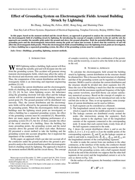 Pdf Effect Of Grounding System On Electromagnetic Fields Around
