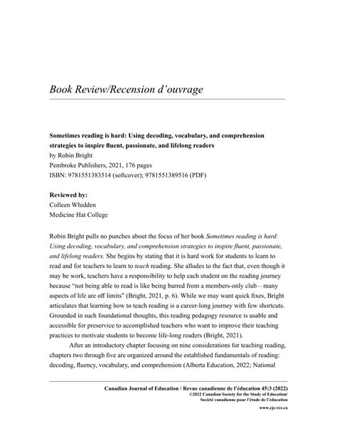 Pdf Book Review Sometimes Reading Is Hard Using Decoding