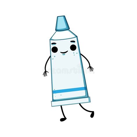 Toothbrush Toothpaste Character Cartoon Vector Illustration Stock