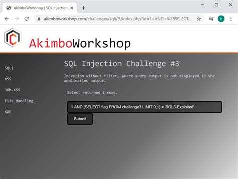 SQL Injection Exploitation Blind Boolean Akimbo Core