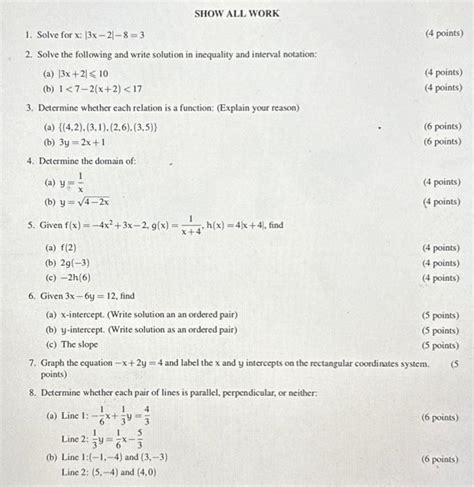 Solved 1 Solve For X∣3x−2∣−83 4 Points 2 Solve The