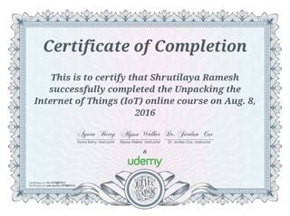 Udemy IoT Certificate PDF
