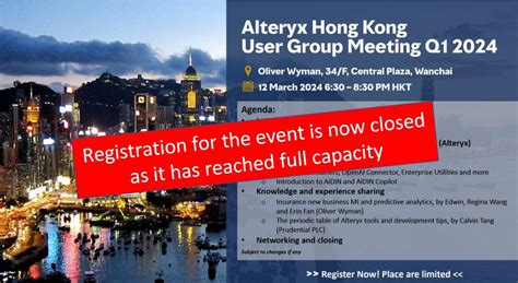 Hong Kong Alteryx User Group Meeting Q1 2024 [clos Alteryx Community