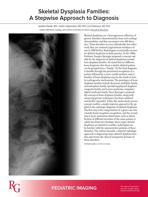 Handa Et Al 2023 Skeletal Dysplasia Families A Stepwise Approach To