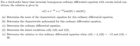 Solved For A Third Order Linear Time Invariant Homogenous