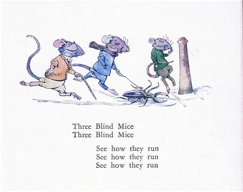 Three Blind Mice Three Blind Mice See How They Run Drawing By Walton