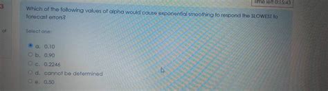 Solved Lime Left 015433 ﻿which Of The Following Values Of